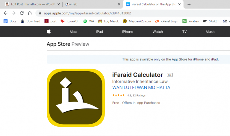 Apps Kiraan Faraid – Ifaraid Calculator - hanaffi.com